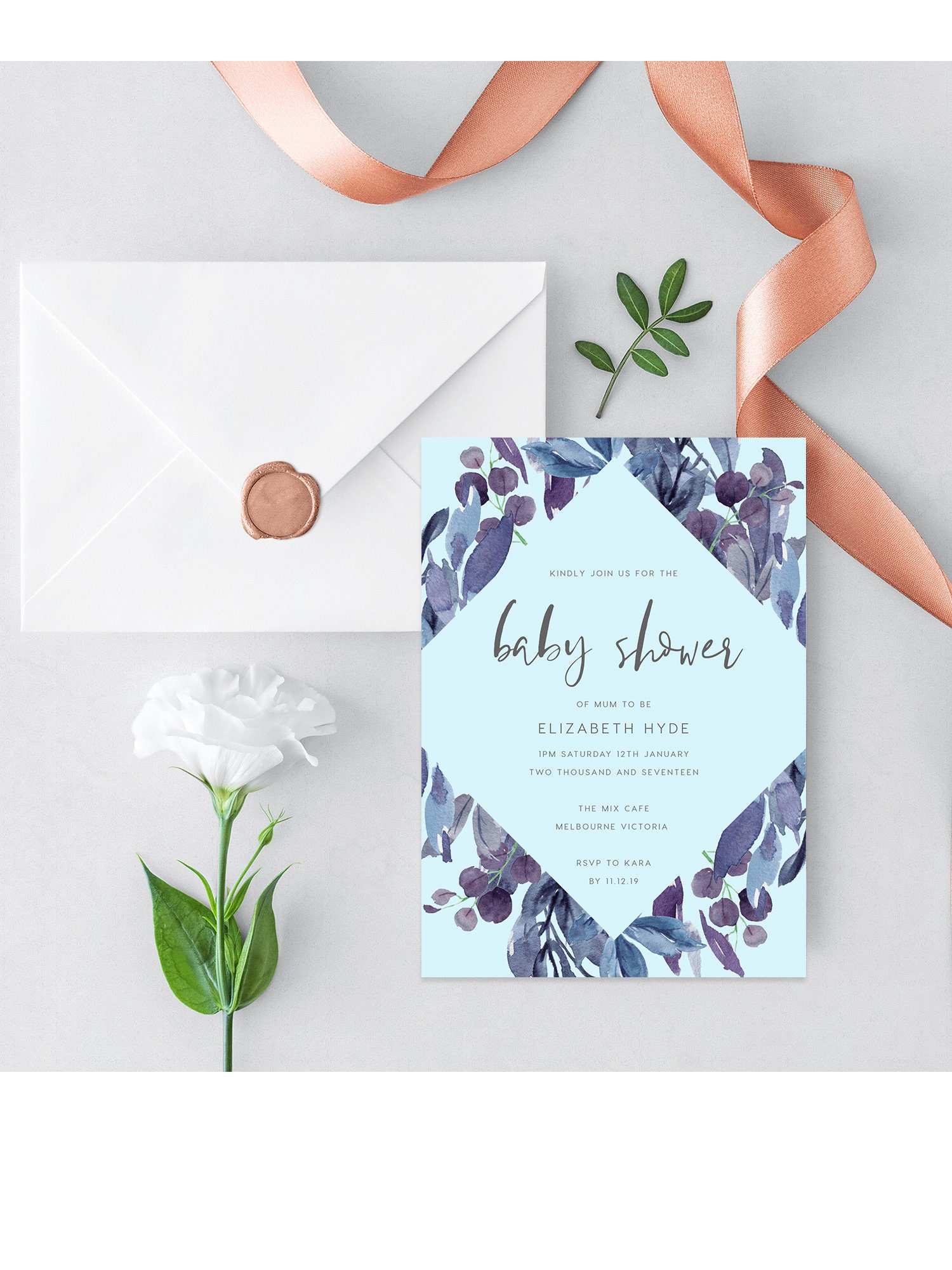 Blue Baby Shower Invitation INSTANT DOWNLOAD Editable PDF | Etsy