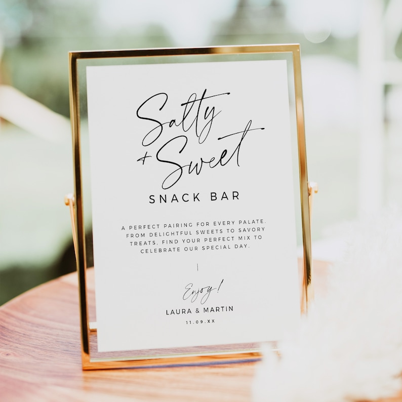 Snack Bar Sign for Wedding, Printable Wedding Salty and Sweet Sign ...