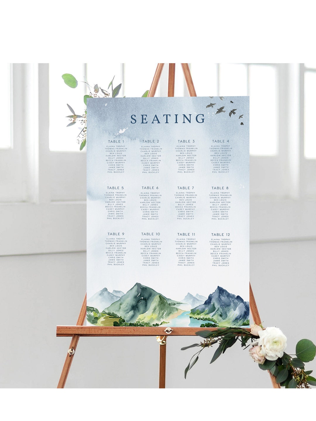 Seating Chart INSTANT DOWNLOAD Portrait Sign Signage Table - Etsy