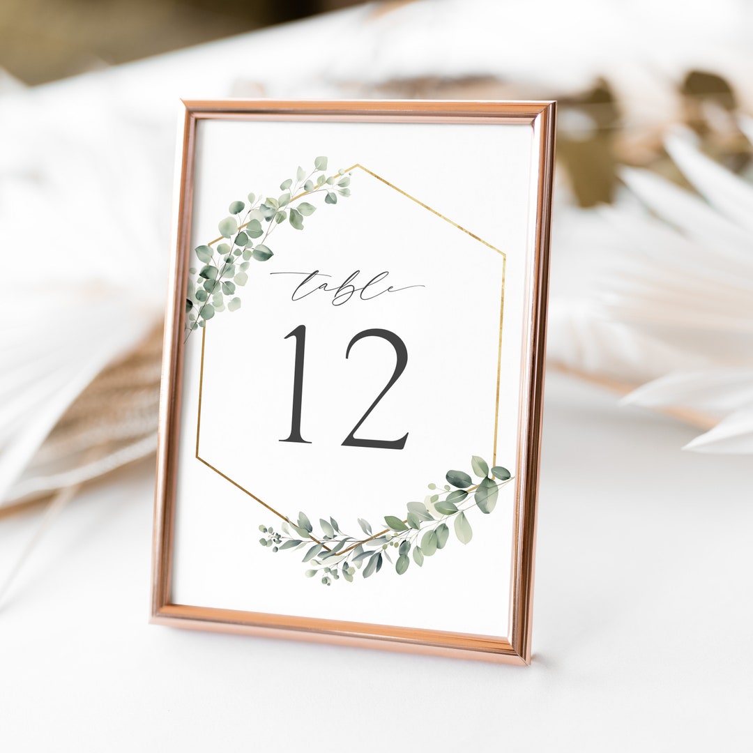 Printable Greenery Table Numbers, Printable Eucalyptus Table Numbers ...