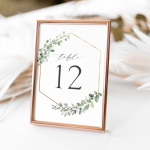 Printable Greenery Table Numbers, Printable Eucalyptus Table Numbers ...
