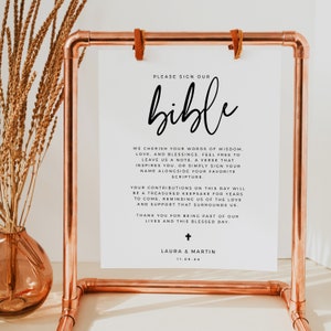 Sign Our Bible Sign, Printable Wedding Christian Guestbook, Minimal ...