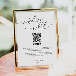 Qr Code Wedding Honeymoon Fund Printable Sign, Wishing Well Table Sign ...