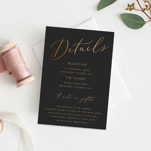 Details Card Printable INSTANT DOWNLOAD Info Card DIY - Etsy