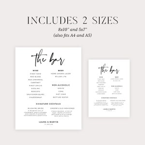 Simple Bar Menu Template, Minimalist Wedding Drink Menu, Modern ...