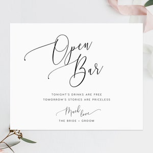 Open Bar Sign INSTANT DOWNLOAD Wedding Bar Menu Signature - Etsy