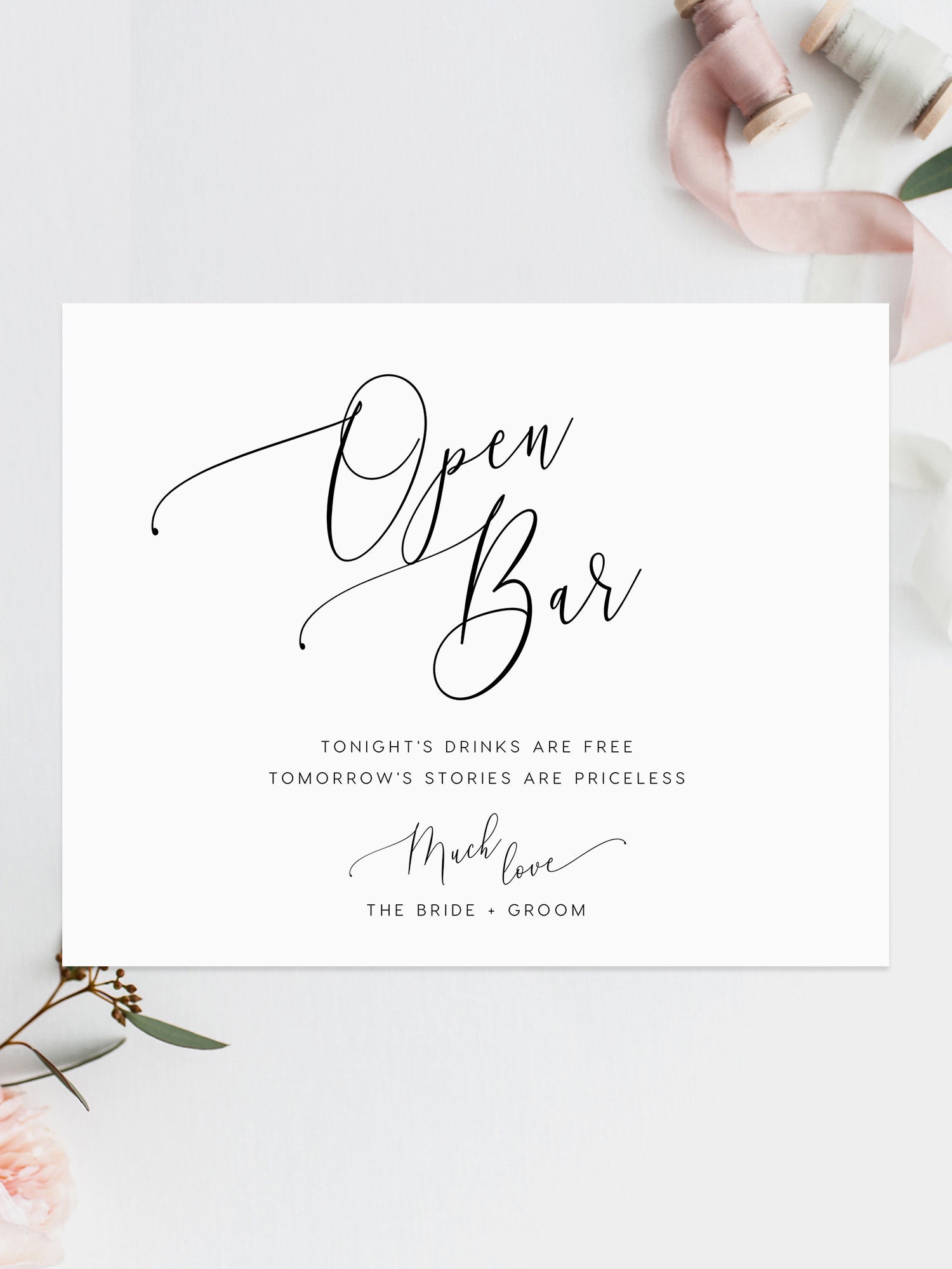 Open Bar Sign INSTANT DOWNLOAD Wedding Bar Menu Signature - Etsy