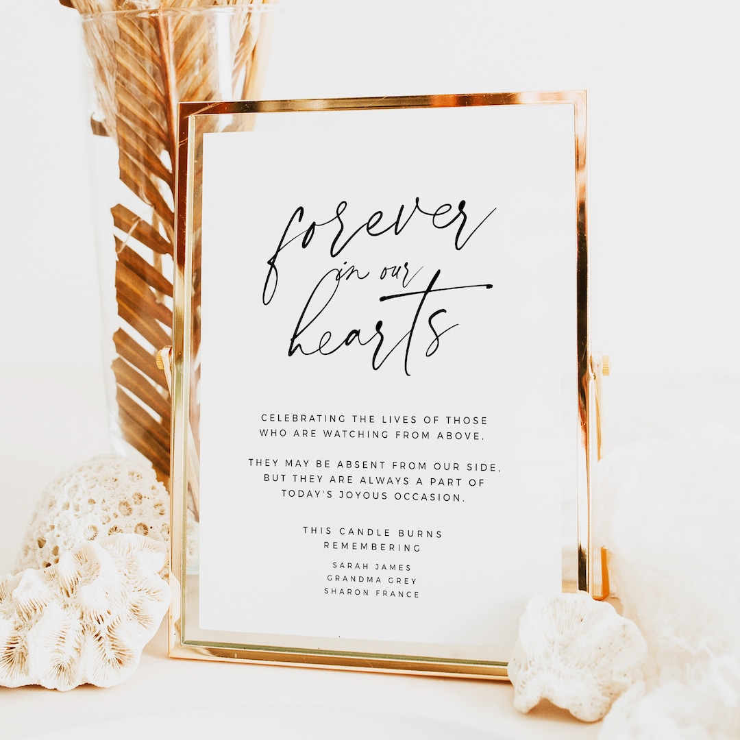 Printable Forever in Our Hearts Sign, in Loving Memory Wedding Sign ...