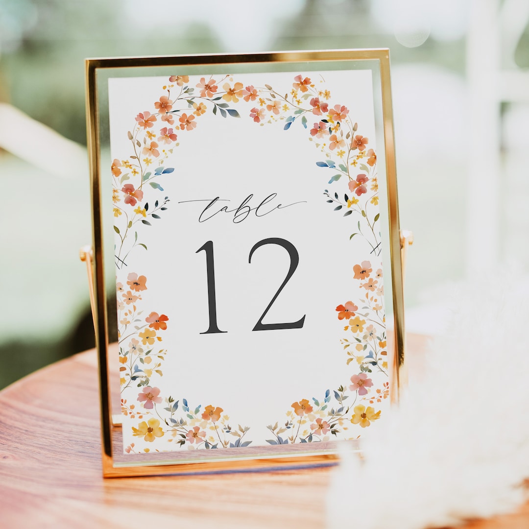 Printable Wildflowers Table Numbers, Printable Boho Table Numbers, Find ...