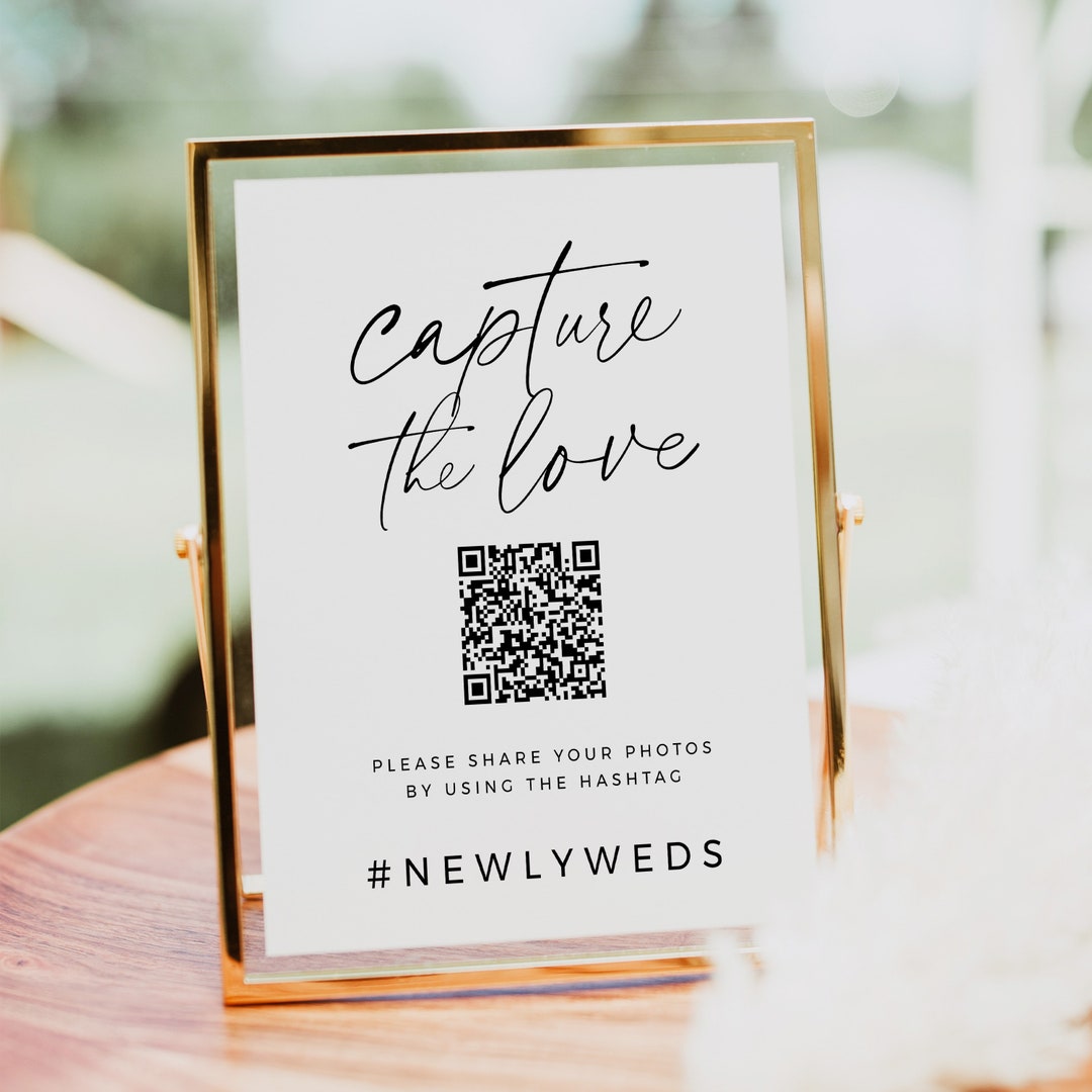 Share the Love Qr Code for Weddings, Capture the Love Hashtag Sign ...