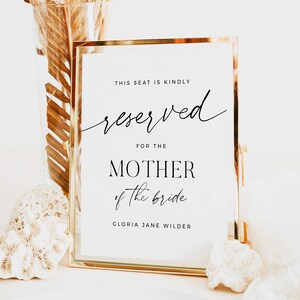 Reserved Seating Tag & Sign Ceremony Wedding Sign Template, Elegant ...