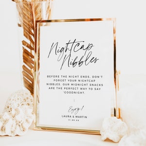 Night Cap Nibbles Bar Sign, Midnight Snack Bar Sign, Modern Food Sign ...