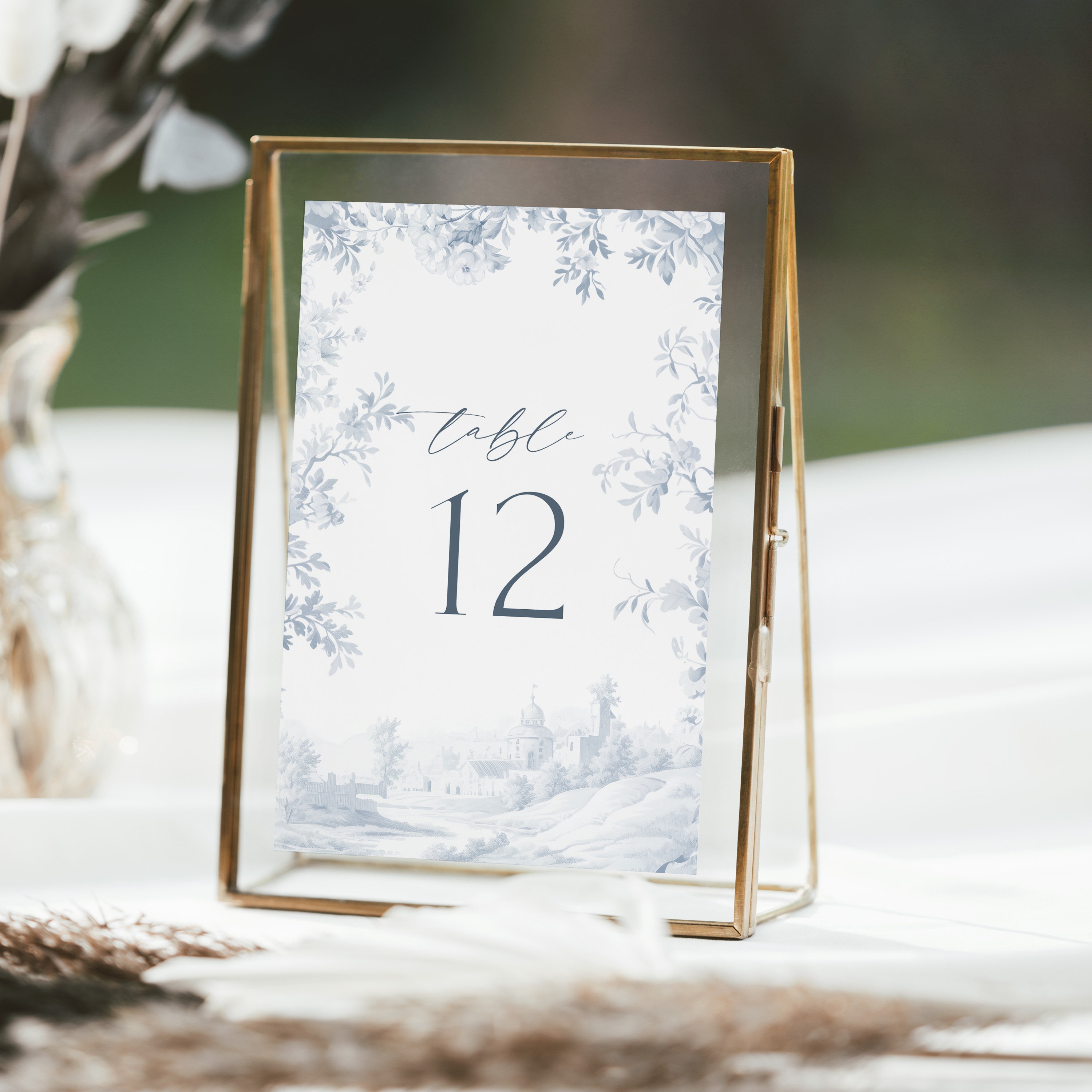 Printable Toile Table Numbers, Printable Dusty Blue Wedding Table ...