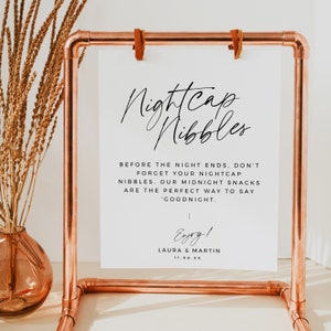 Night Cap Nibbles Bar Sign, Midnight Snack Bar Sign, Modern Food Sign ...