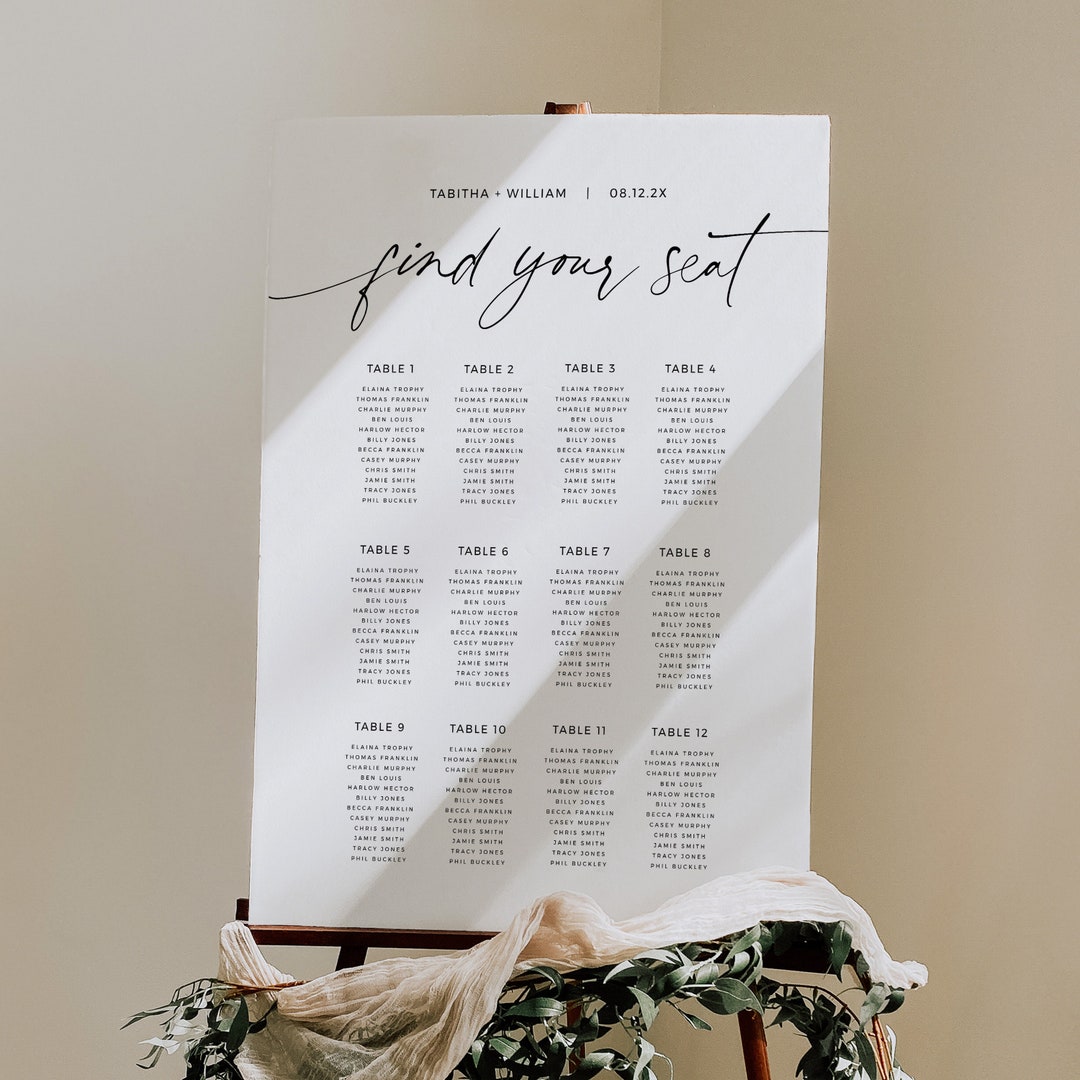Minimalist Wedding Seating Chart Template INSTANT DOWNLOAD Modern ...