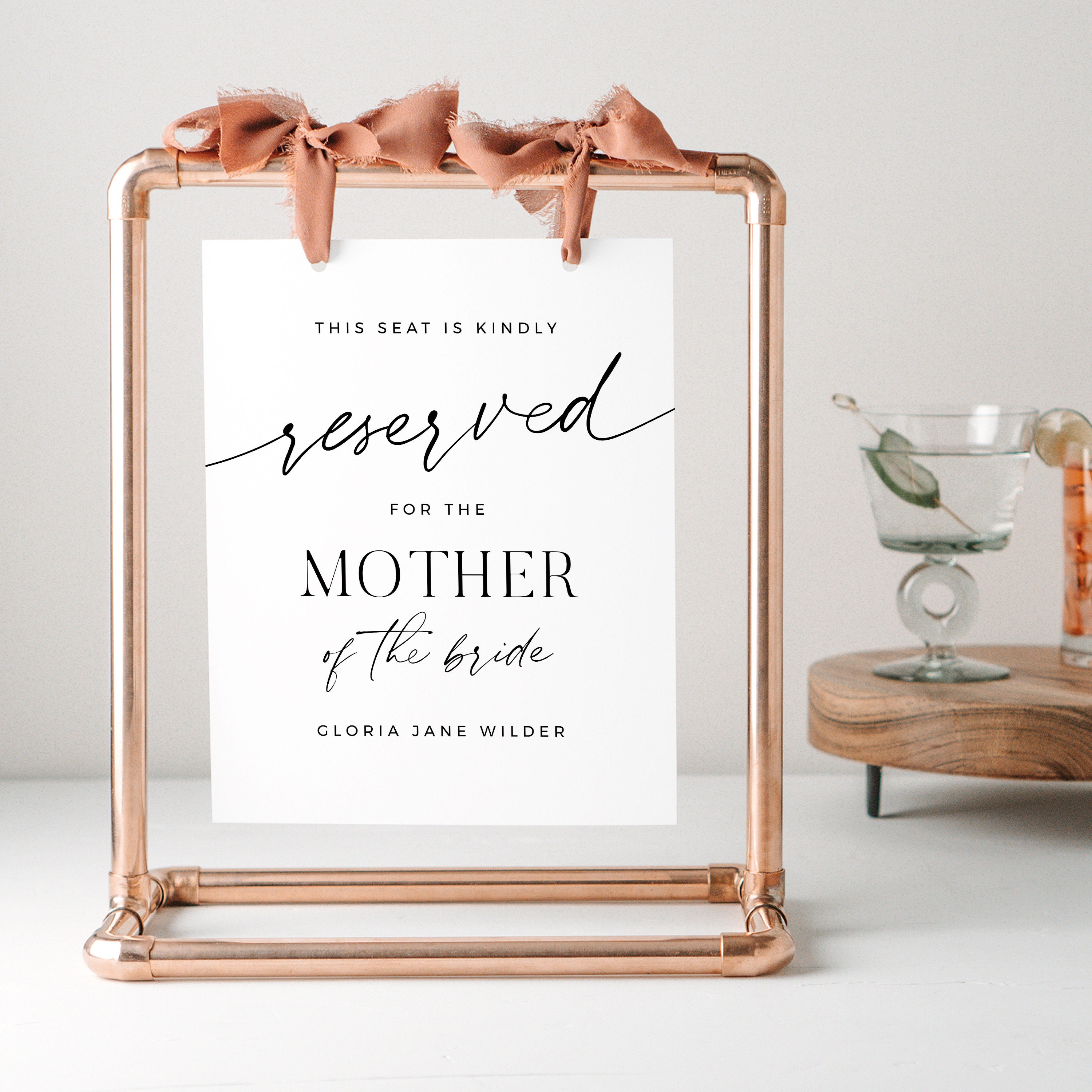 Reserved Seating Tag & Sign Ceremony Wedding Sign Template, Elegant ...