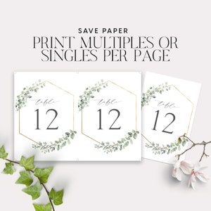 Printable Greenery Table Numbers, Printable Eucalyptus Table Numbers ...