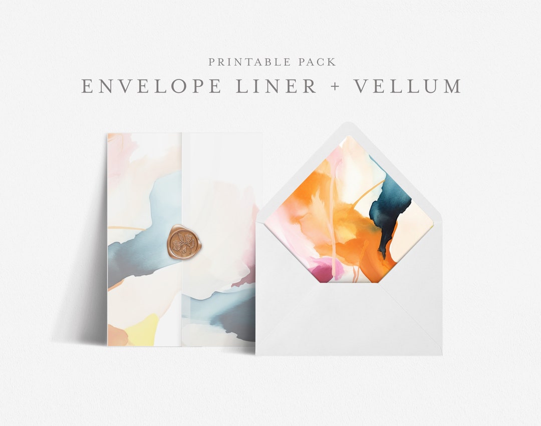 5x7 Envelope Liner Template With Printable Wedding Vellum Overlay, Euro ...