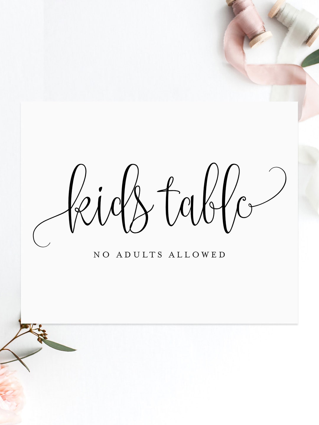 Kids Table Sign, INSTANT DOWNLOAD, Printable Wedding Sign, DIY Rustic ...