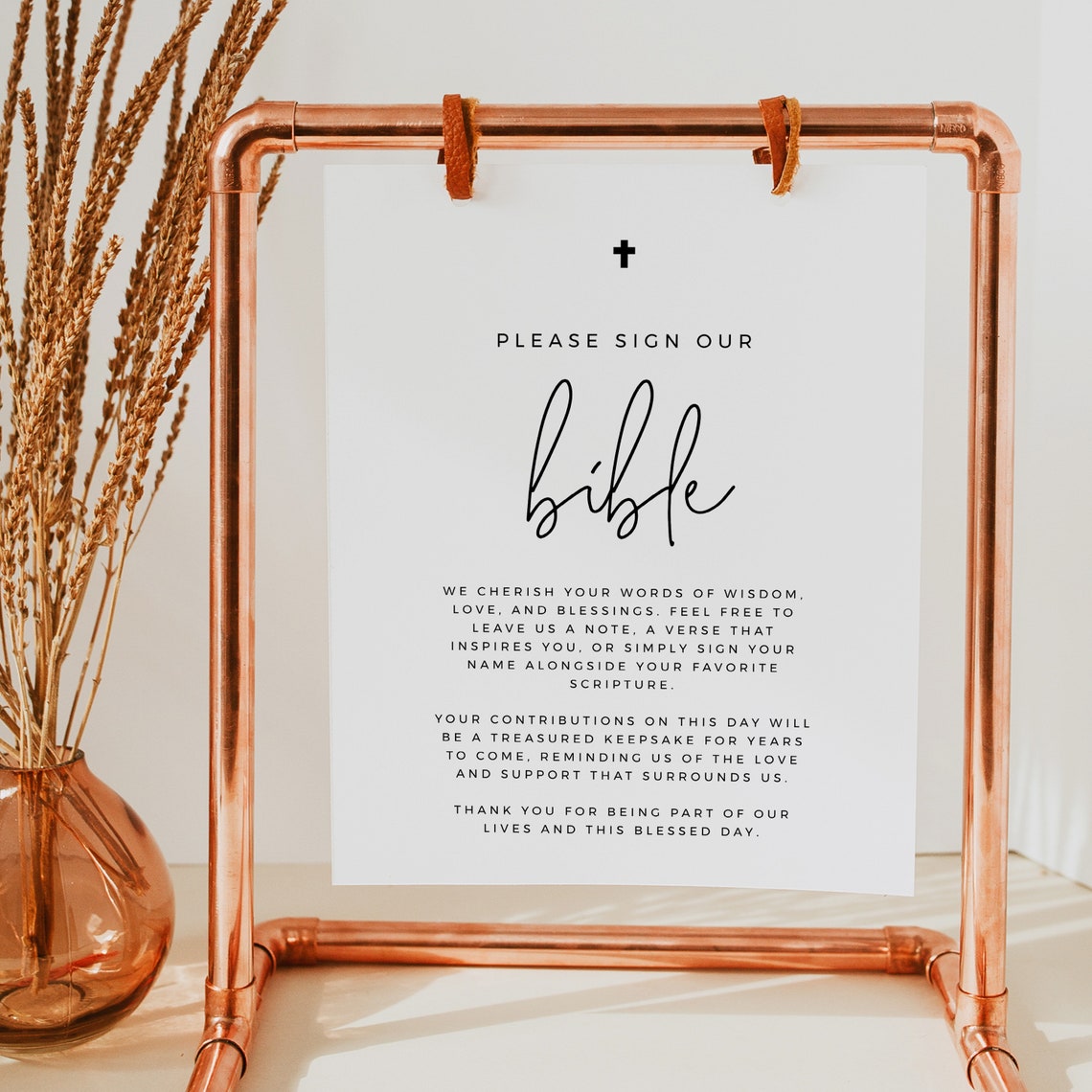 Sign Our Bible Sign, Printable Wedding Christian Guestbook, Minimal ...