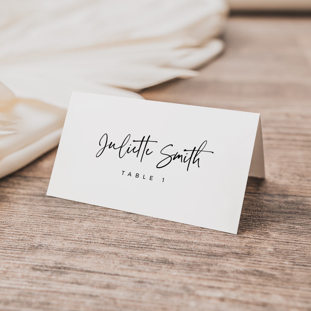 Modern Place Card Template Meal Icons, Flat Folded, Printable ...
