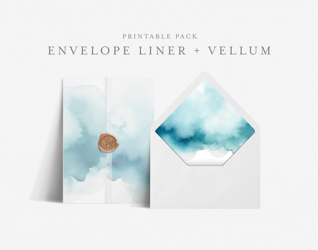 5x7 Envelope Liner Template With Printable Wedding Vellum Overlay, Euro ...