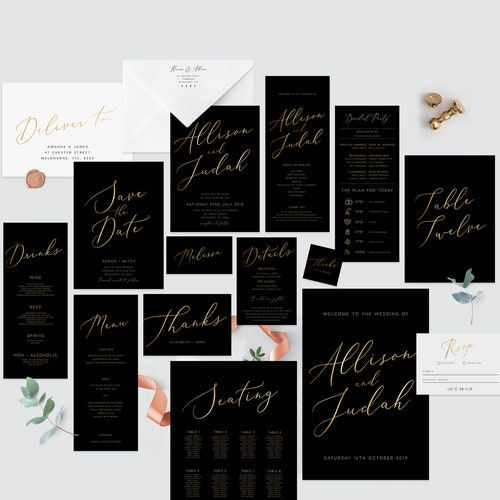 Gold Foil Wedding Invitation Set INSTANT DOWNLOAD Gold Goil - Etsy