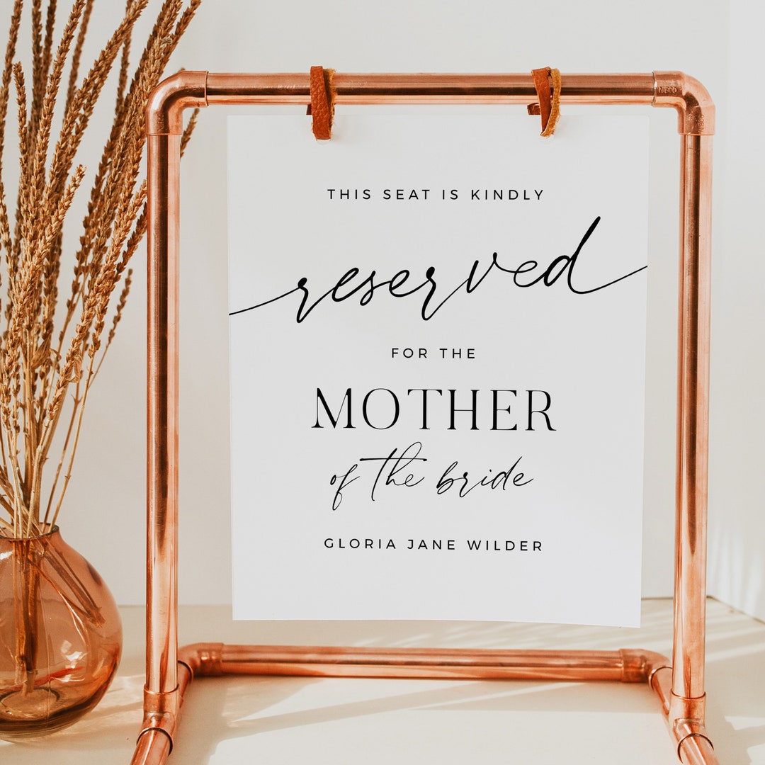Reserved Seating Sign Ceremony Wedding Sign Template, Elegant Reserved ...
