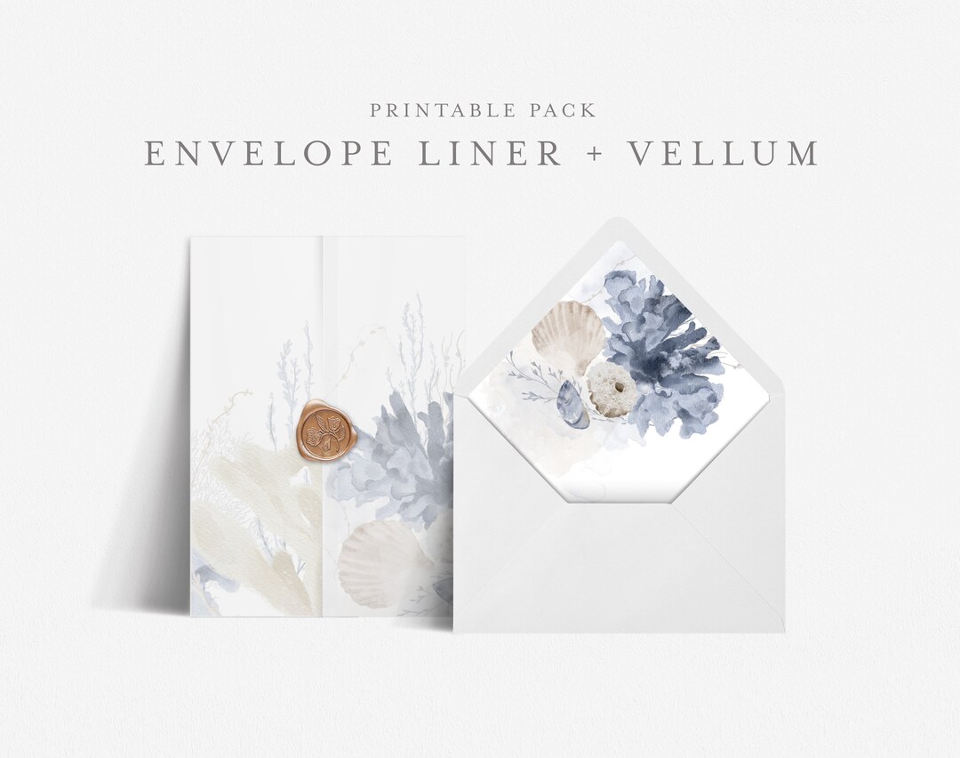 5x7 Envelope Liner Template With Printable Wedding Vellum Overlay, Euro ...