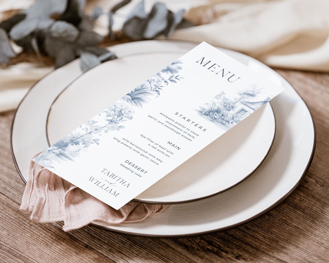 Toile Wedding Menu Template, Printable Eat Wedding Card, Vintage ...