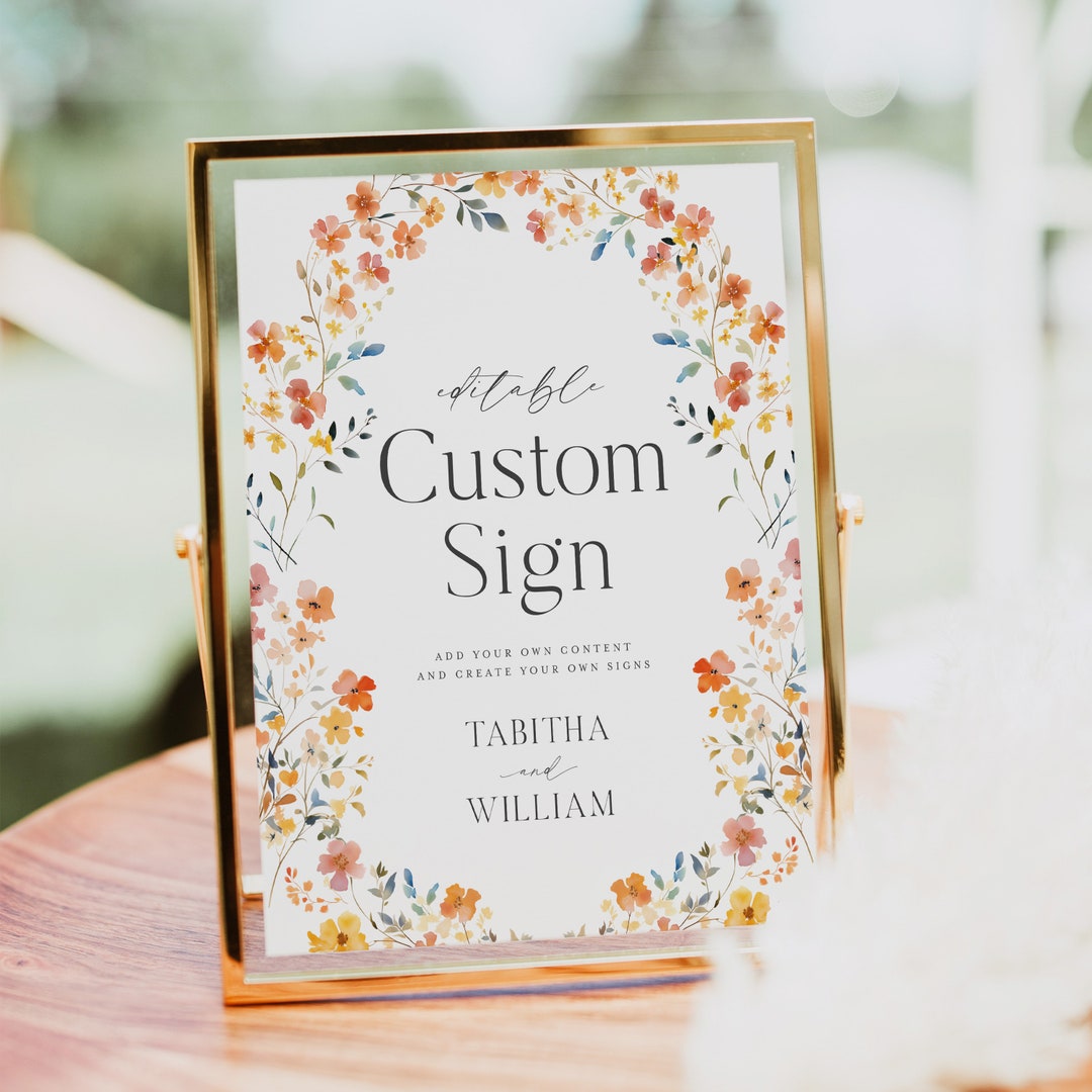Wildflower Custom Sign Template, Create Your Own Sign, Reception ...
