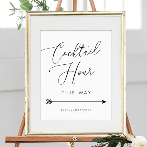 Printable 'cocktail Hour This Way' Sign Minimalist - Etsy