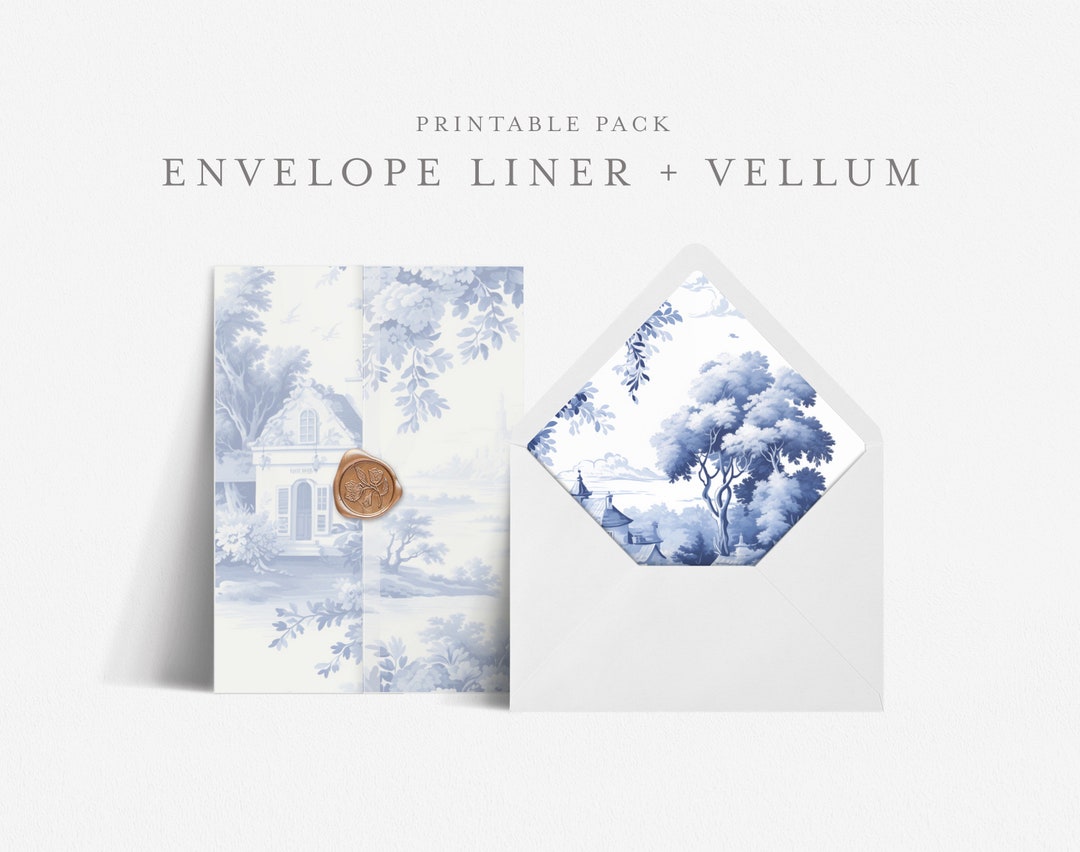 5x7 Envelope Liner Template With Printable Wedding Vellum Overlay, Euro ...