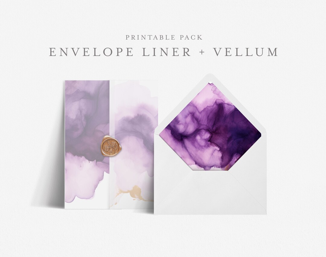 5x7 Envelope Liner Template With Printable Wedding Vellum Overlay, Euro ...