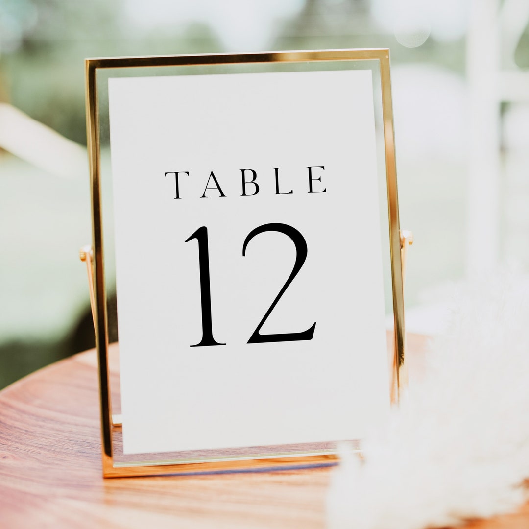 Printable Minimalist Table Numbers, Printable Simple Table Numbers ...