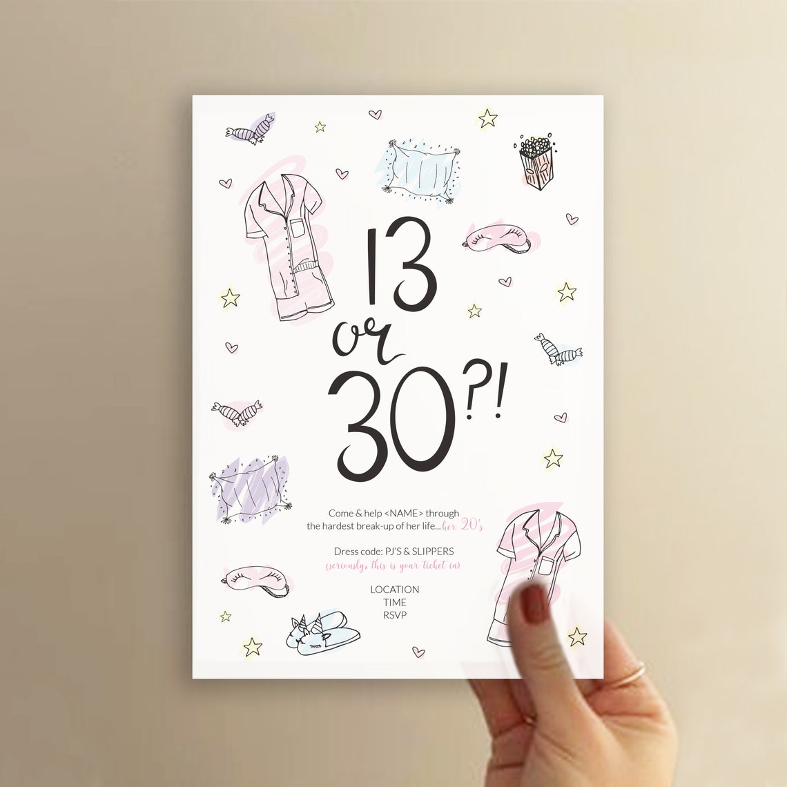 Pyjama Party Invitation, Slumber Party Invitation, PJ Party Invitation ...