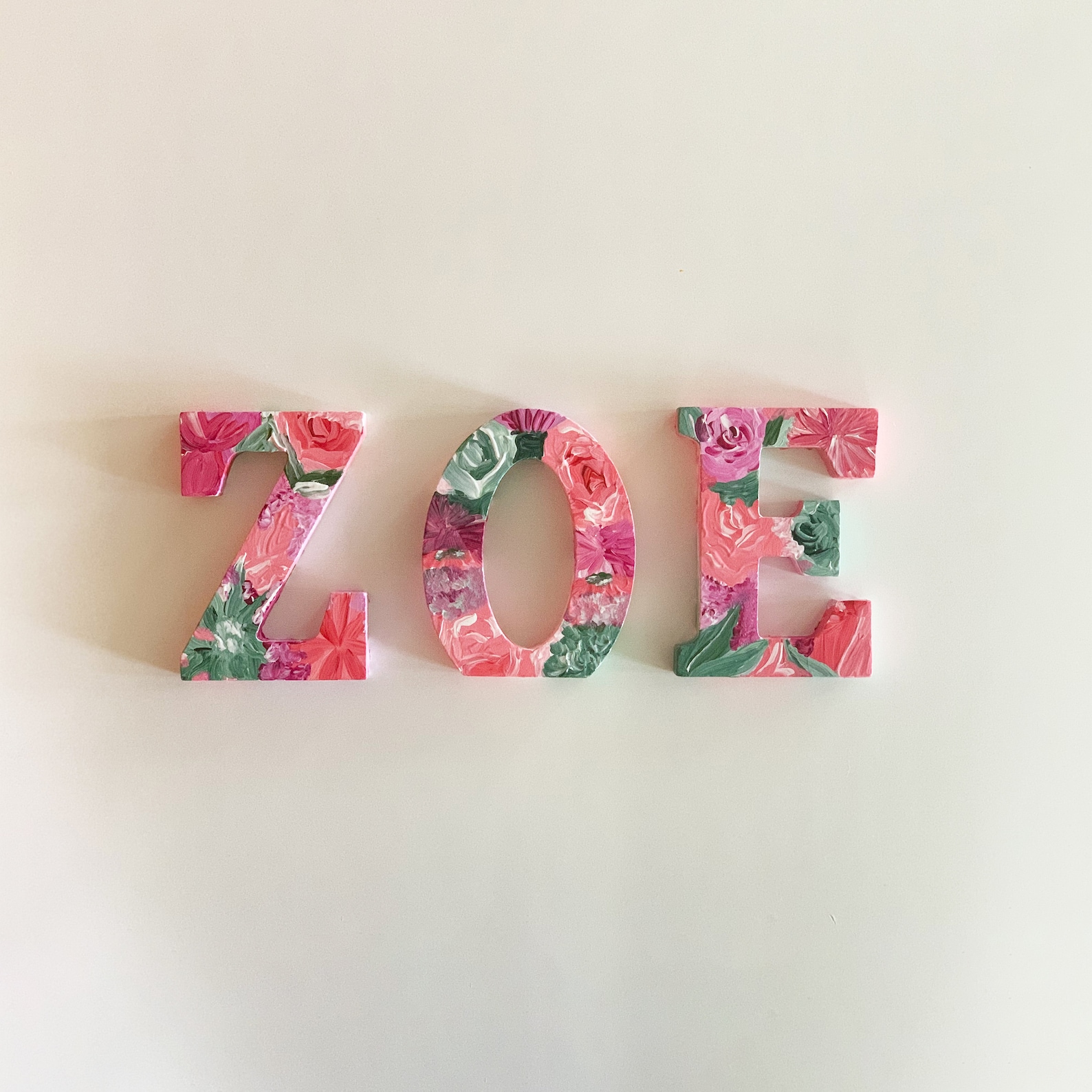Hand Painted Wooden Character Letters, Wooden Floral Letters, Wooden ...