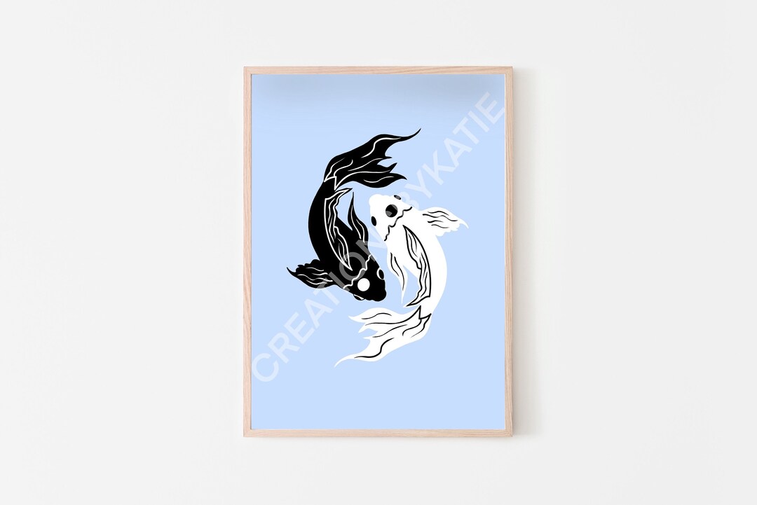 Koi Fish Yin Yang | Digital Download Art Print - Etsy