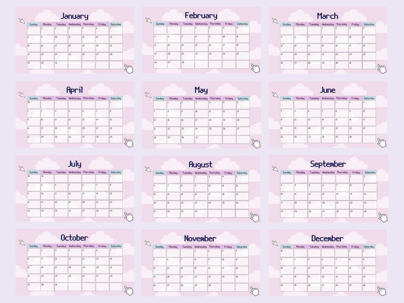 2023 Calendar - Digital Download - Cybercutie, Pixelated, Nostalgic ...