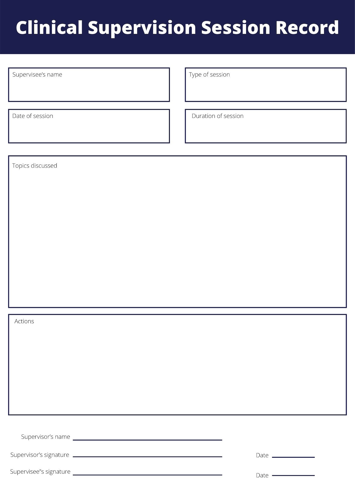 Printable Supervision Template - Printable Blank World Printable Supervision Template - Printable Blank World