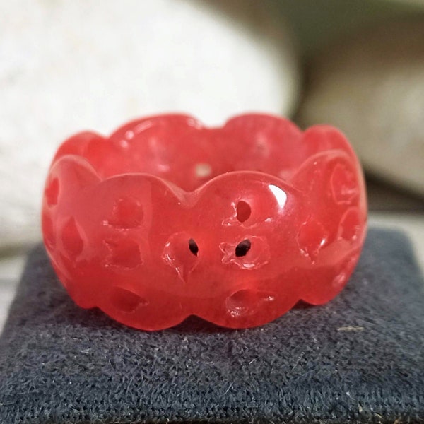 Red Jade Ring - Etsy