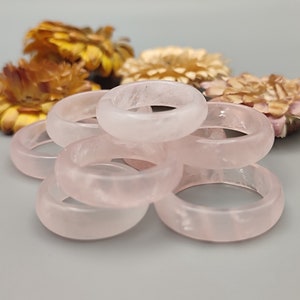 Rose Quartz Ring, Rose Quartz Band, Rose Quartz Jewellery for Women ...