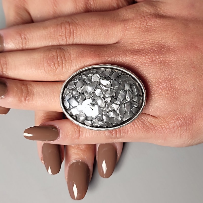 Silver Cocktail Ring - Etsy