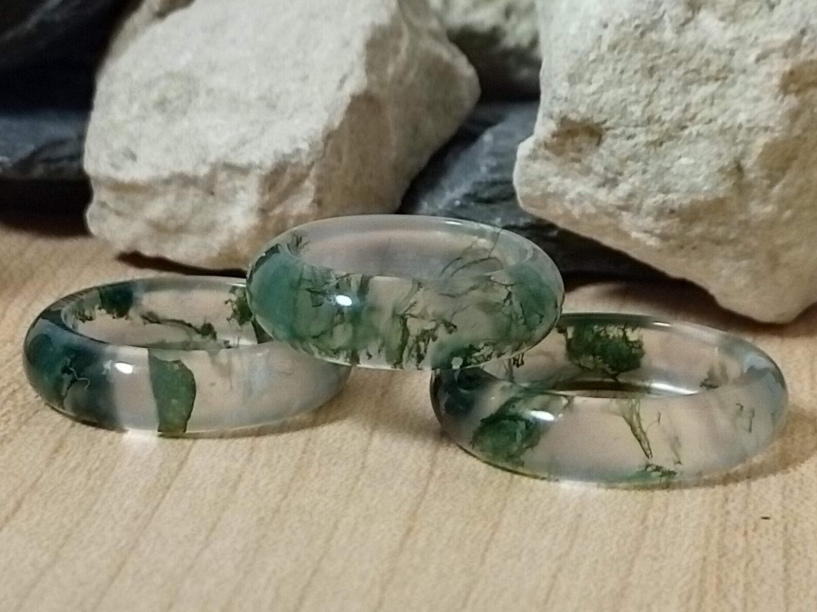 Dendritic Moss Agate Ring Moss Agate Band Ring Water Plant | Etsy UK