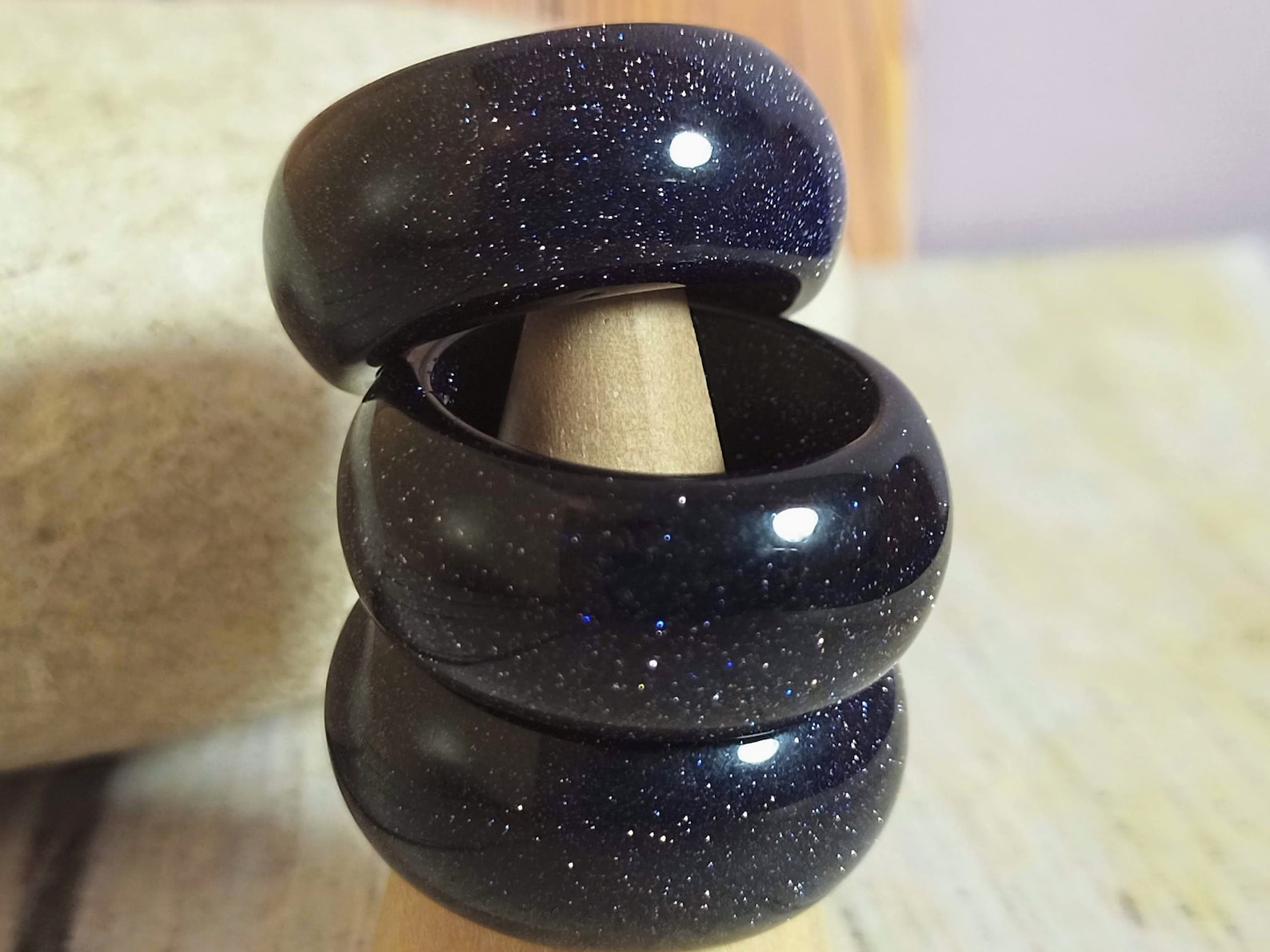 Blue Goldstone Ring Chunky Big Goldstone Ring Sparkly Blue - Etsy UK