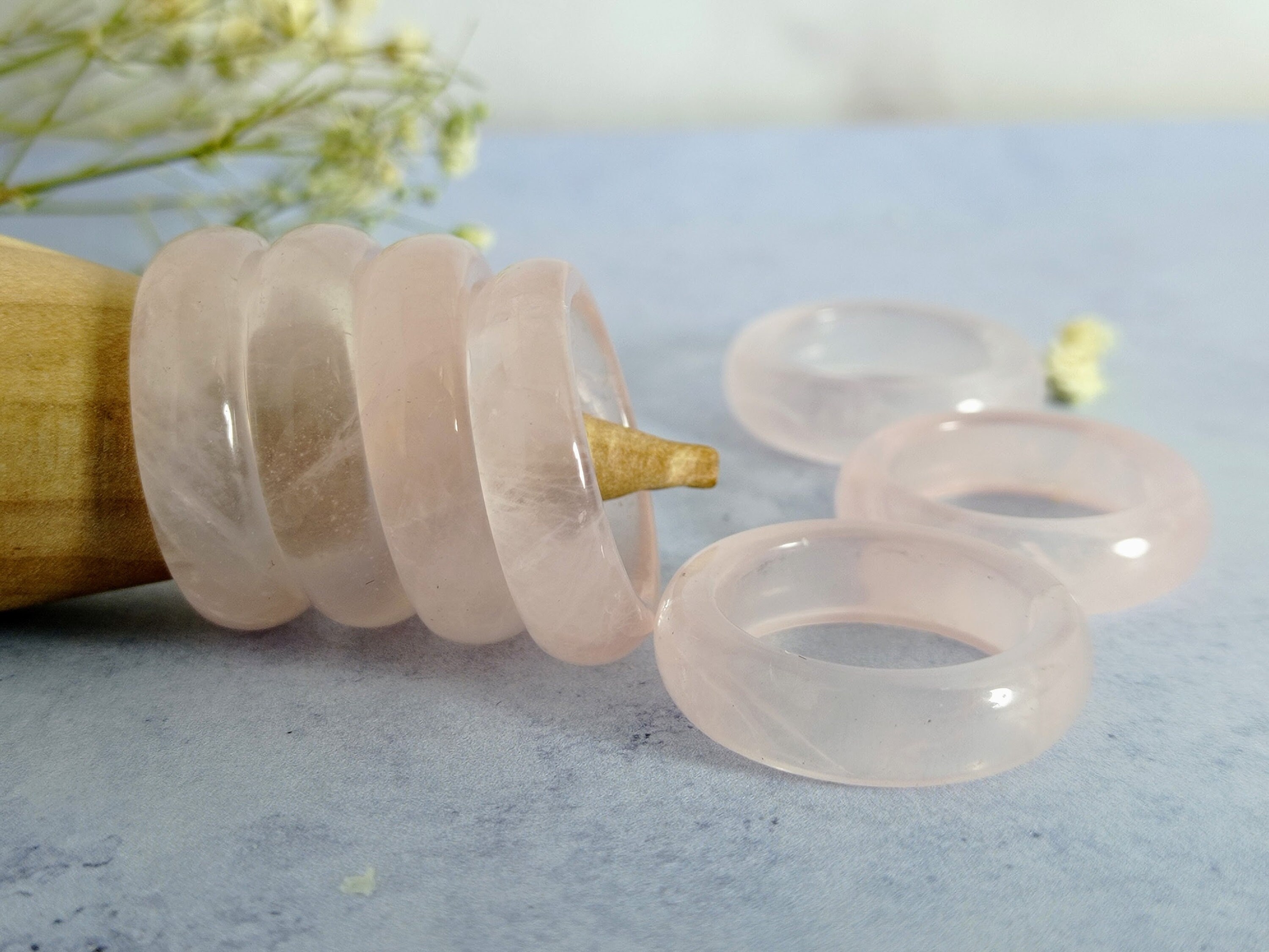 Rose Quartz Ring Rose Quartz Band Rose Quartz Jewellery for - Etsy UK