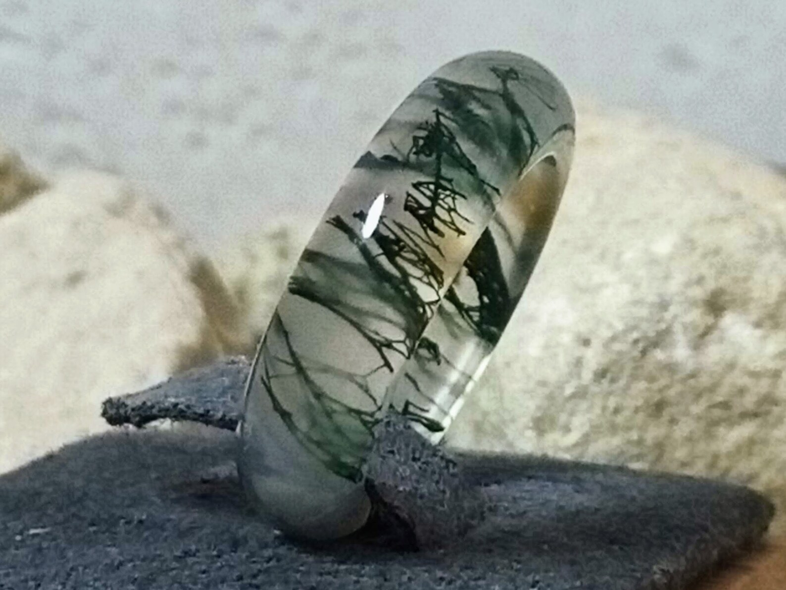 Dendritic Moss Agate Ring Moss Agate Band Ring Water Plant | Etsy UK