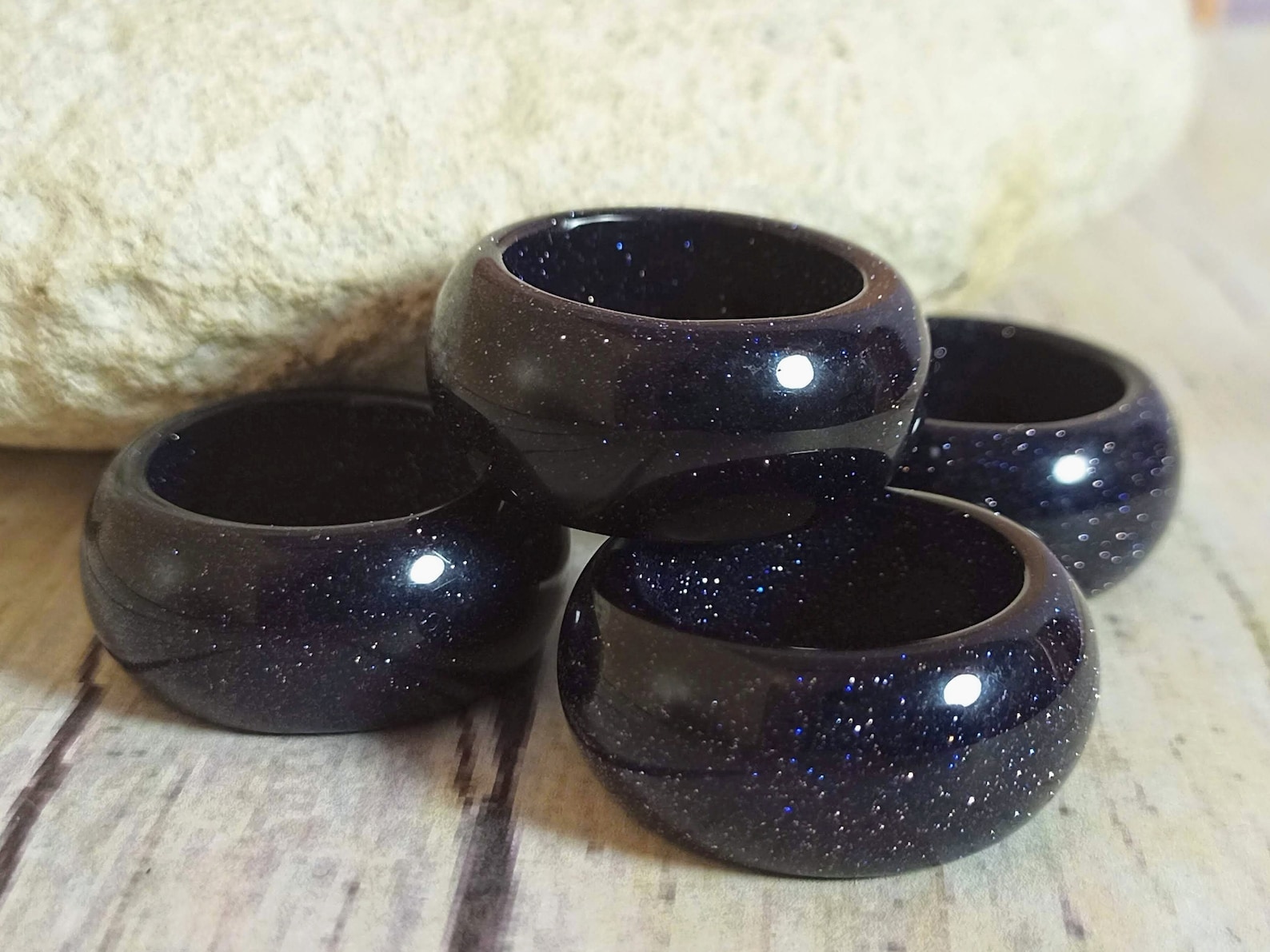Blue Goldstone Ring Chunky Big Goldstone Ring Sparkly Blue - Etsy UK