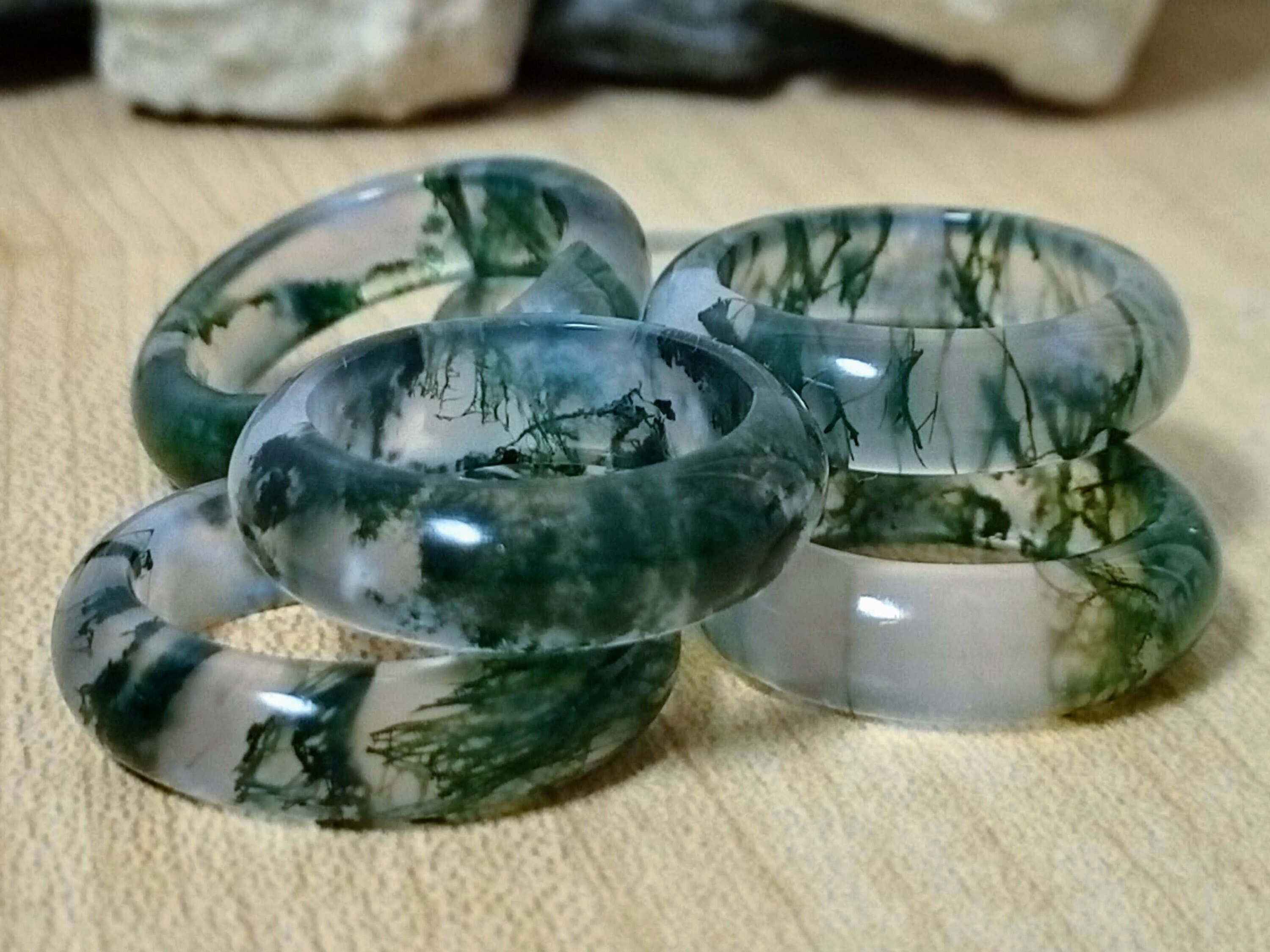 Dendritic Moss Agate Ring Moss Agate Band Ring Water Plant | Etsy UK