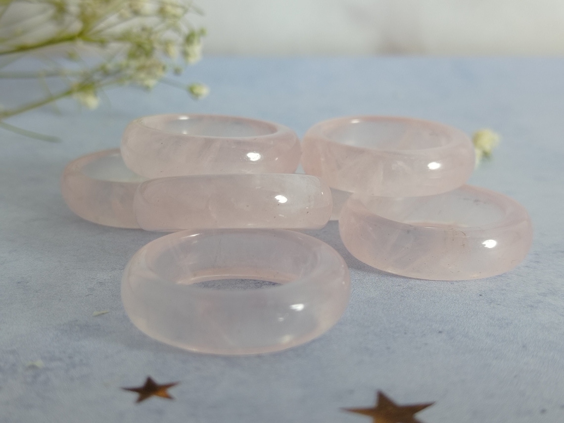 Rose Quartz Ring Rose Quartz Band Rose Quartz Jewellery for - Etsy UK